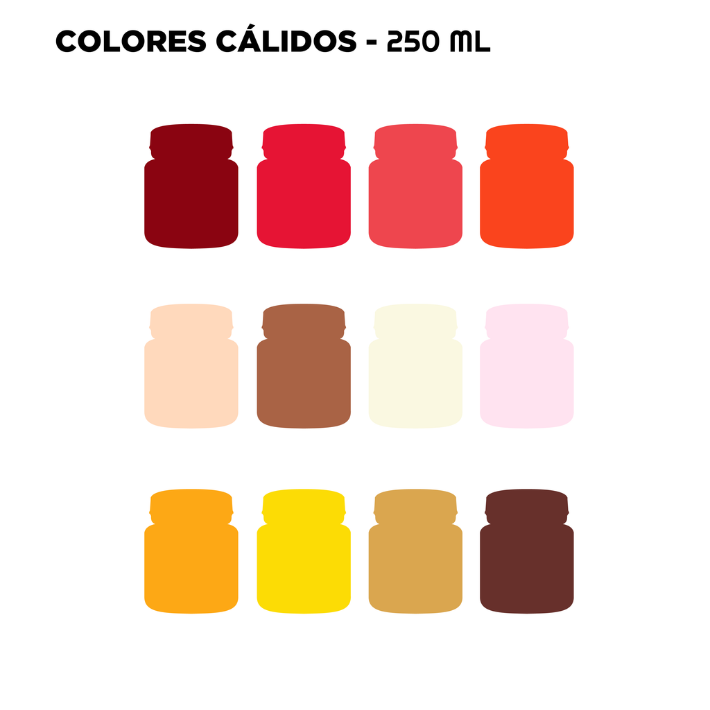 PACK ACRILICOS - COLORES CÁLIDOS 250ml – Pinturas Krack
