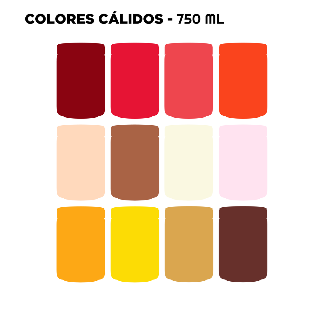 PACK ACRILICOS - COLORES CÁLIDOS 750ml – Pinturas Krack